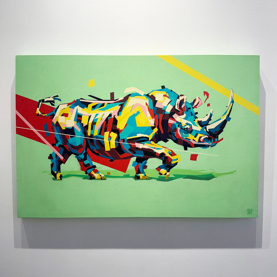 White Rhino Painting White Rhino Metal Art Sculpture — Jordan